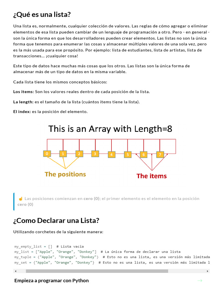 Trabajando con listas en Python | PDF | Python (lenguaje de ...