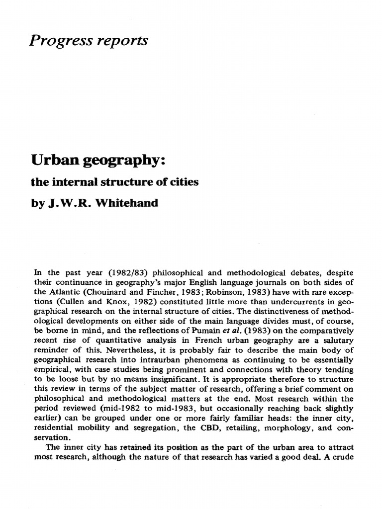 1984 - Whitehand - Urban Geography | PDF | Geography | Methodology 1984 - Whitehand - Urban Geography | PDF | Geography | Methodology