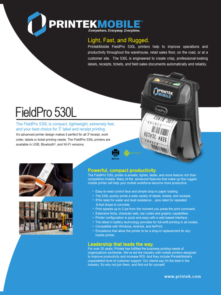 FieldPro530L - 03112022 | PDF | Printer (Computing) | Bluetooth