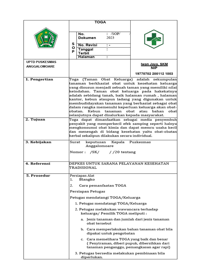 Panduan Taman Obat Keluarga (TOGA) | PDF | Kesehatan Holistik | Sains ...