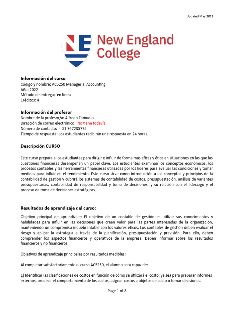 Contabilidad Gerencial Online AC5250 | PDF | Contabilidad | Presupuesto