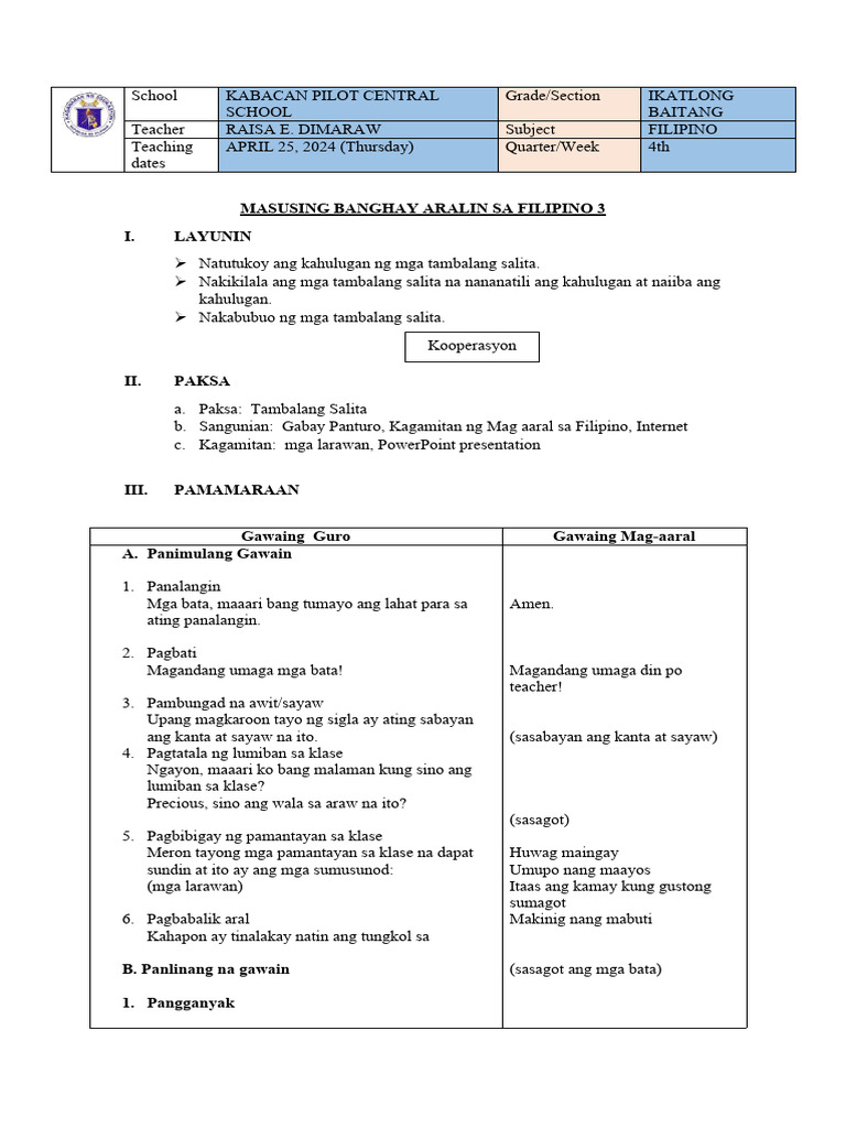 Final Demo Lesson Plan | PDF