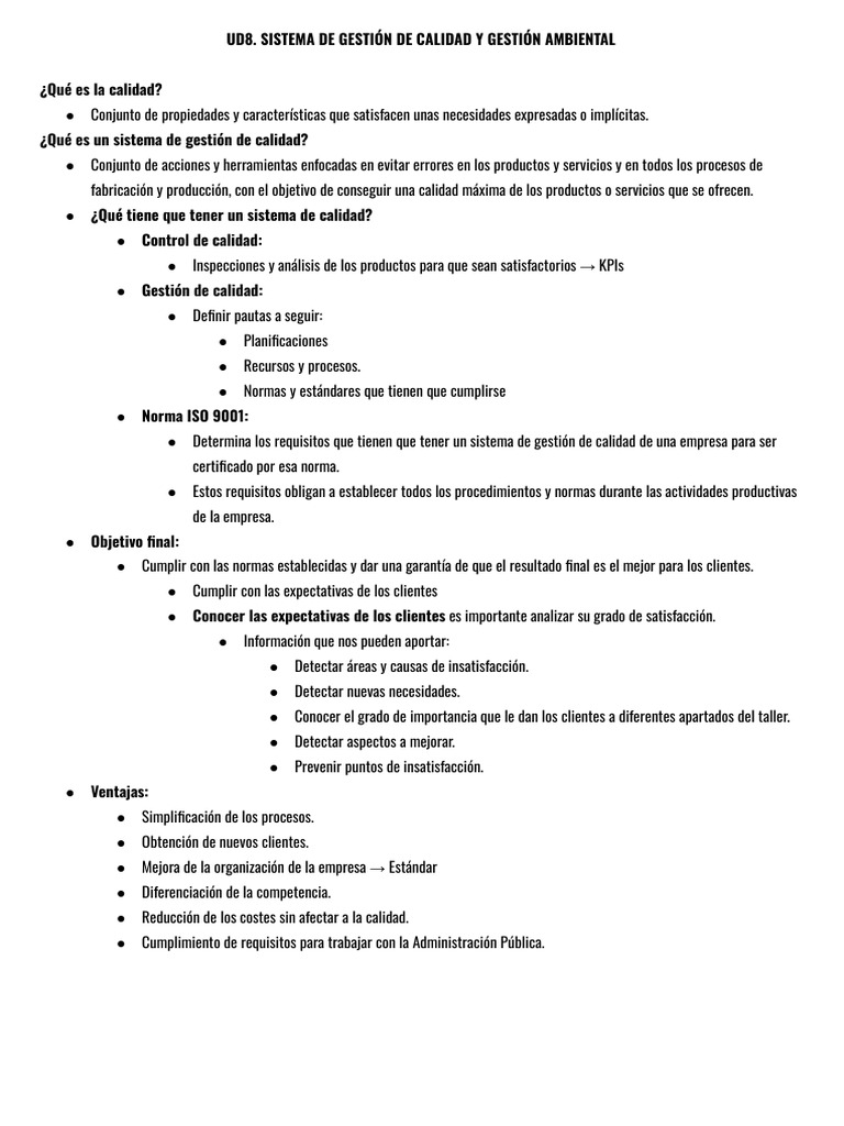UD8 | PDF | Calidad (comercial) | Sistema de manejo de calidad