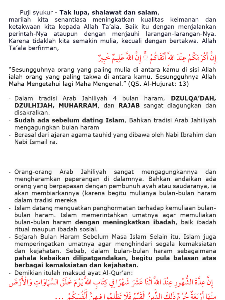 Keutamaan 4 Bulan Haram dalam Islam | PDF