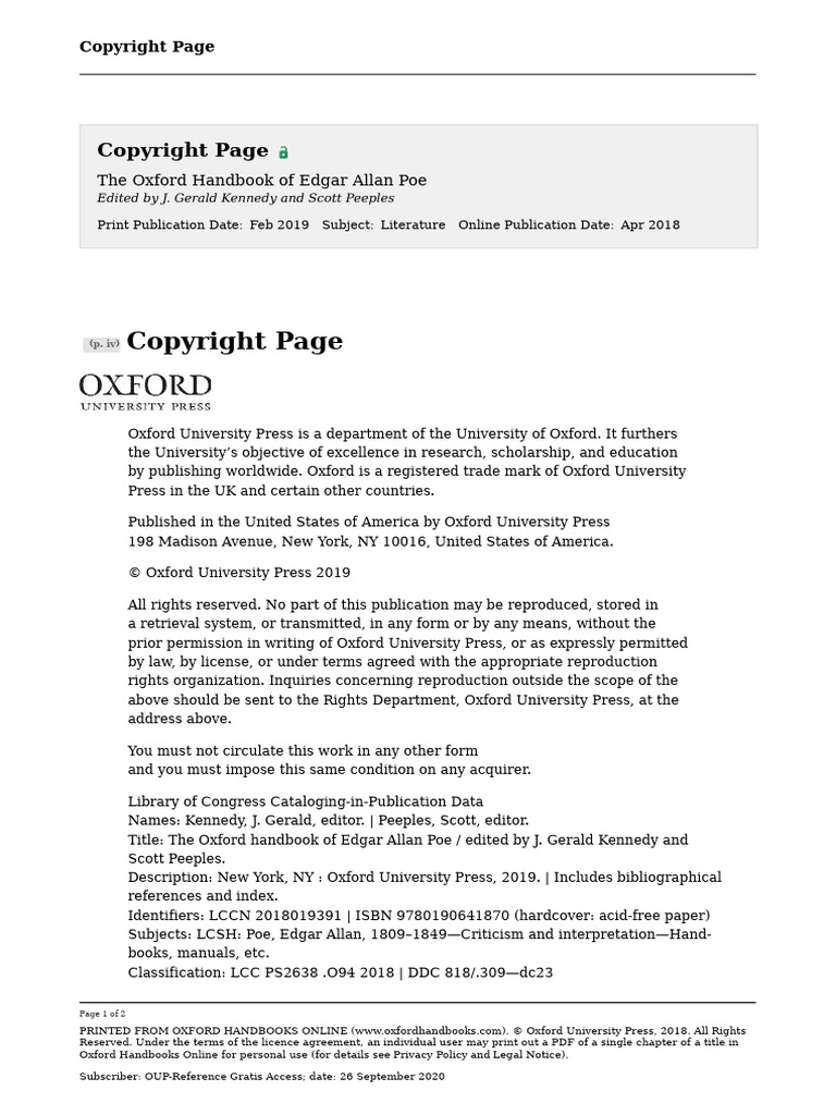 J. Gerald Kennedy, Scott Peeples - The Oxford Handbook of Edgar Allan ...