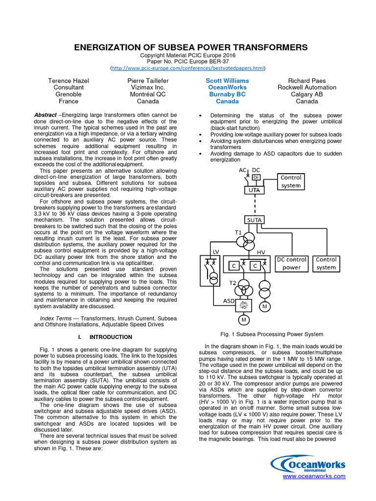 Energization of Subsea Power Transformer | PDF | Transformer | Direct Current