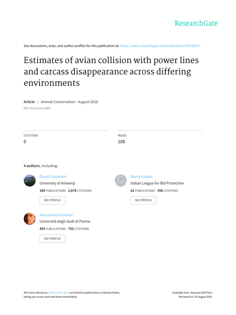 Estimates of Avian Collision With Powerlines | PDF | Akaike Information ...