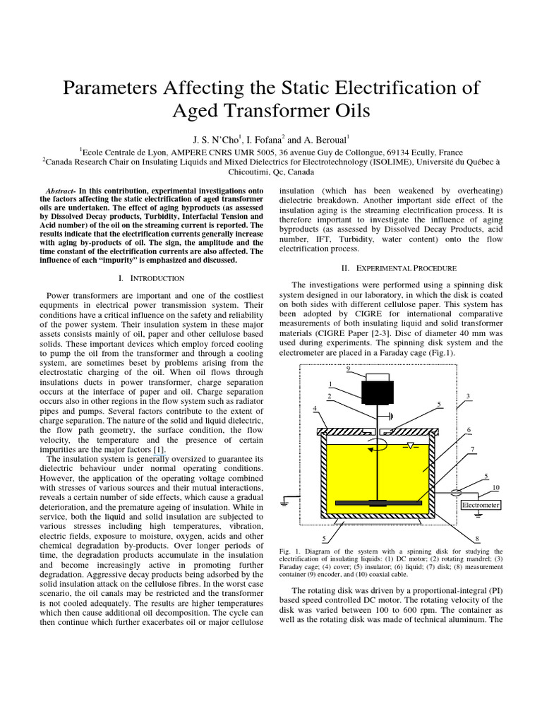 Parameters - Affecting - The - Static - Electrification Due To Aged ...
