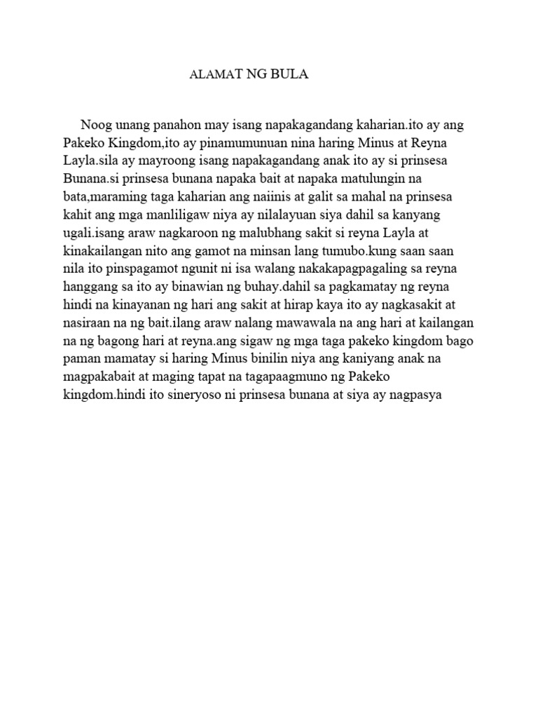 Alamat NG Bula | PDF