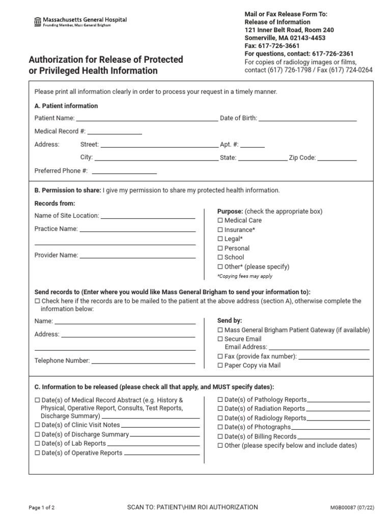 Health Info Release Form | PDF | Medical Record | Mental Health