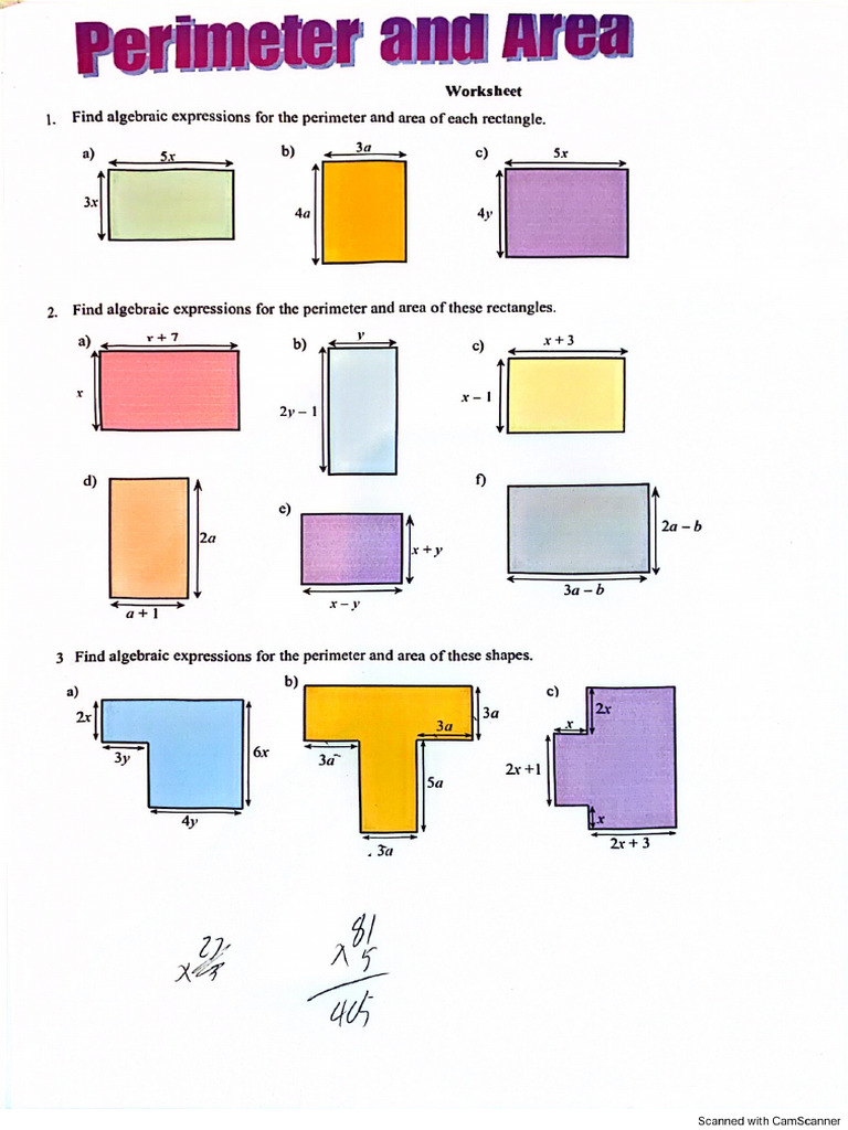 Perimeter and Area - Answer | PDF