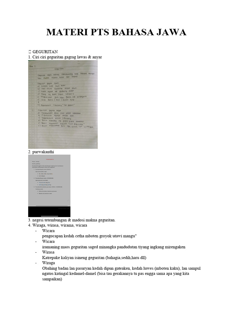 Materi PTS Bahasa Jawa KLS 10 Sem 2 | PDF