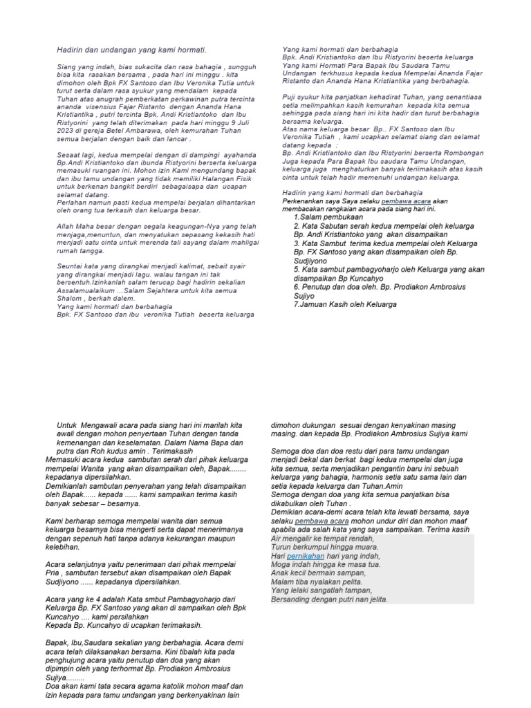 Teks MC Pernikahan Kristen | PDF
