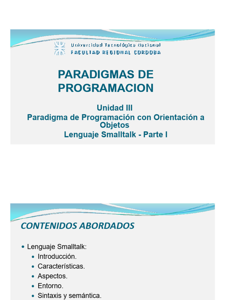 PPR-U3-2-Smalltalk Parte 1 | PDF | Lenguaje de programación | Objeto ...