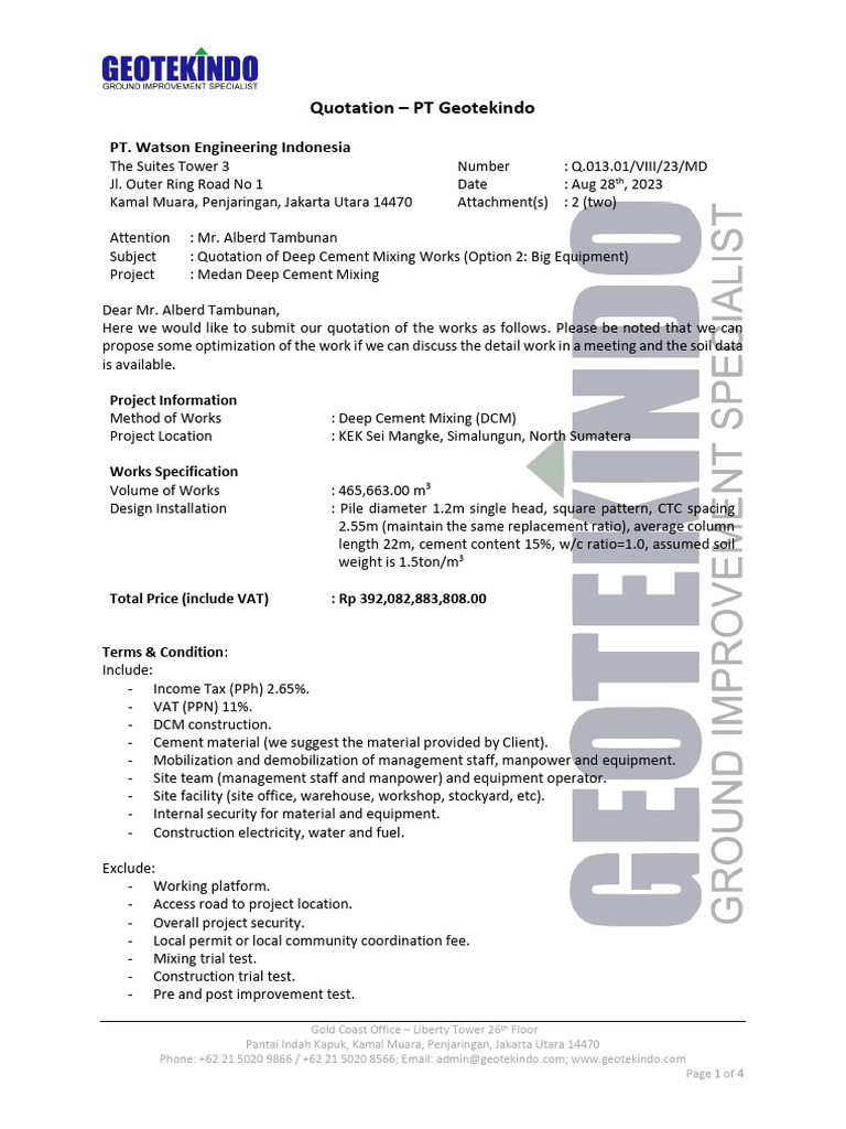 Geotekindo - Option 2 - Commercial Proposal of DSM Works at KEK Sei ...
