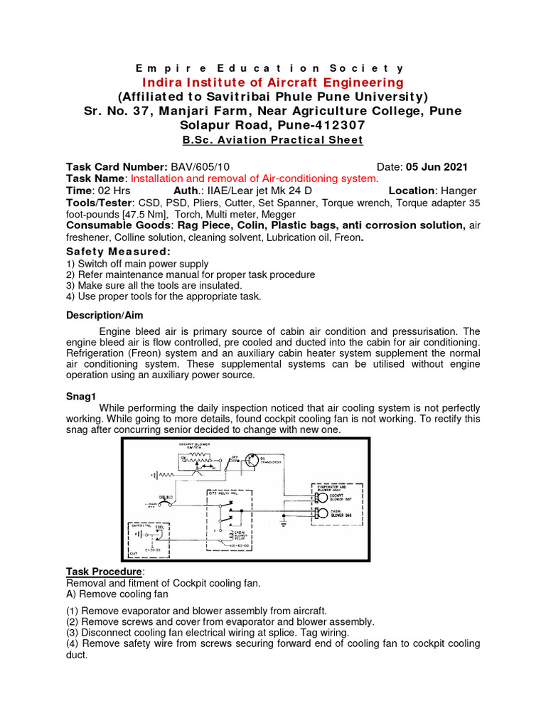 BAV 605 Task 12 | PDF | Air Conditioning | Electrical Wiring