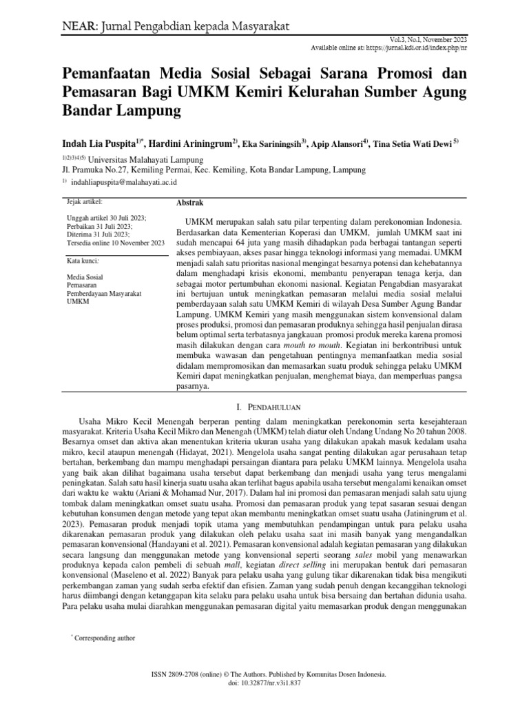 Pemanfaatan Media Sosial Sebagai Sarana Promosi Da | PDF