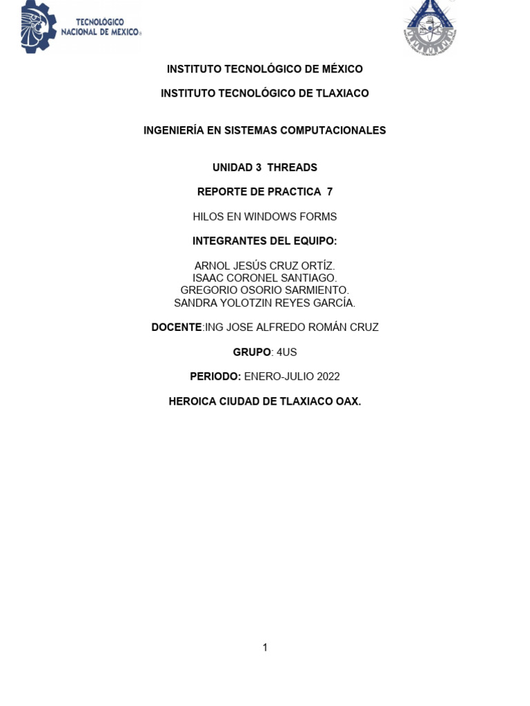 Reporte Practica 7 | PDF | Hilo (Computación) | Ventana (informática)