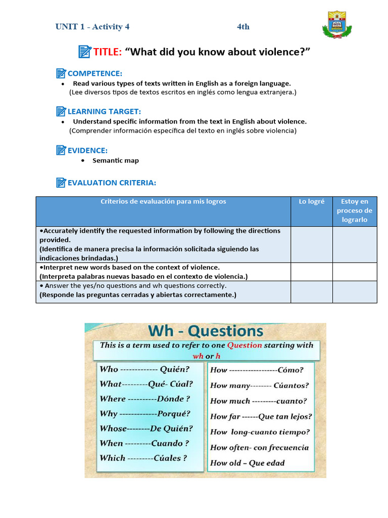 Activity 4 - UNIT 1 - 4TH-2024 | PDF | Learning | Cognition