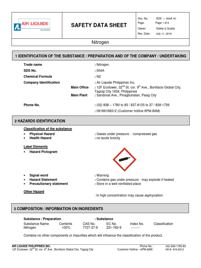 Nitrogen | PDF | Personal Protective Equipment | Occupational Safety ...