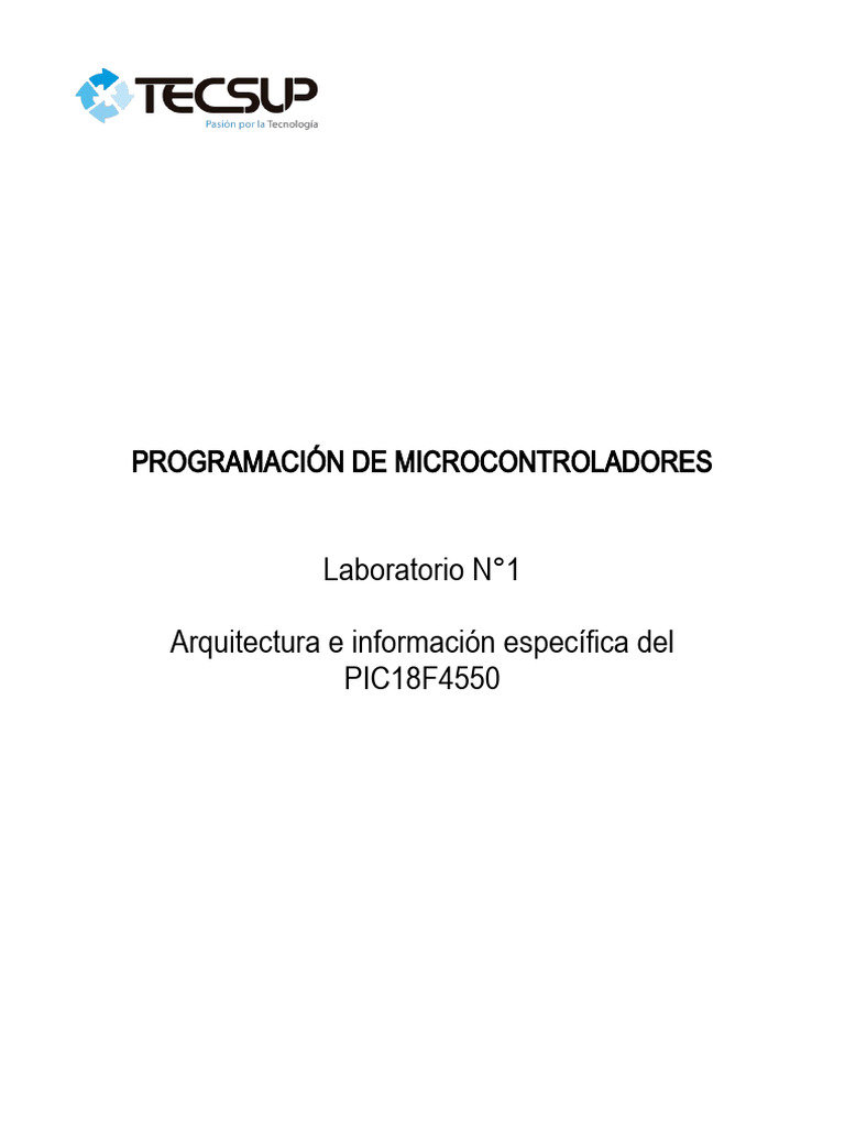 Lab01 - Arquitectura PIC18F4550 | PDF | Microcontrolador | Lenguaje ensamblador