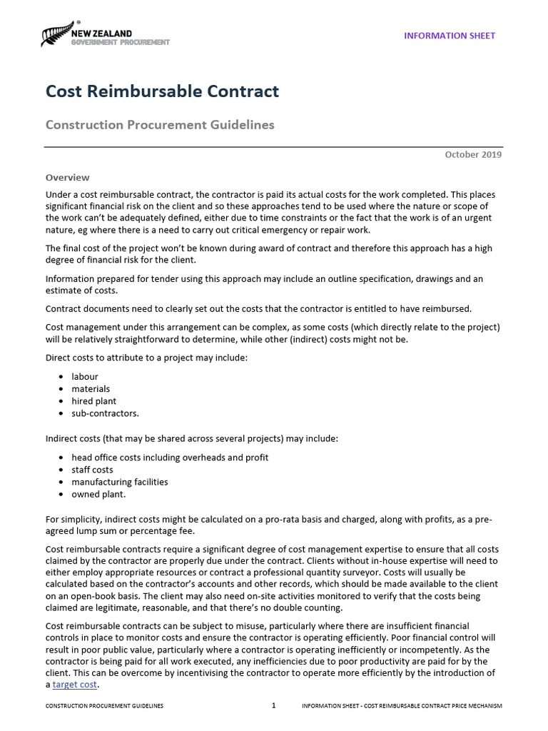 Cost Reimbursable Contract Construction Procurement | PDF | Employment ...
