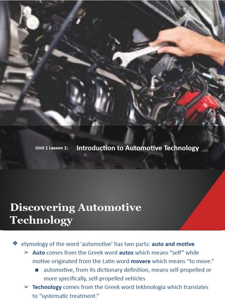 Unit-1-Lesson-1_-Introduction-to-Automotive-Technology | PDF | Auto ...