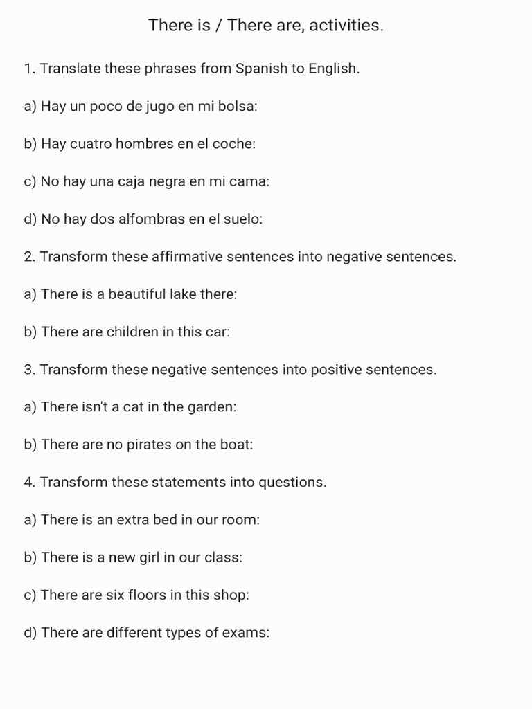 There Is There Are, Actividades - 240430 - 161230 | PDF