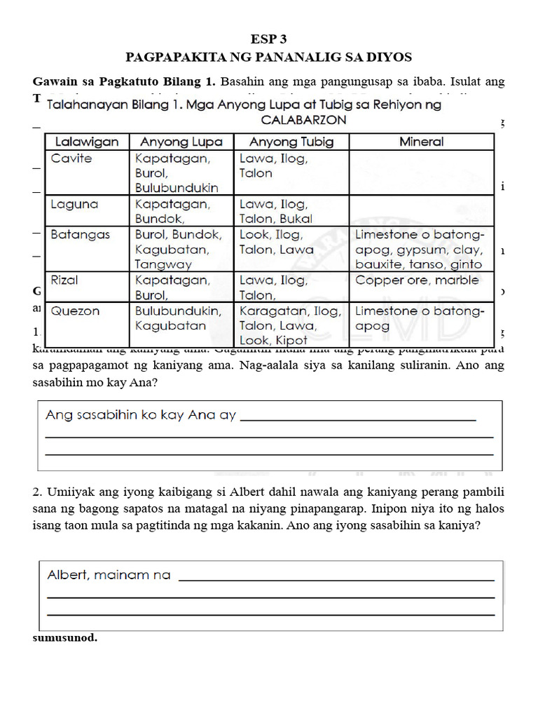 q4 Week 3 English 3 Worksheet | PDF