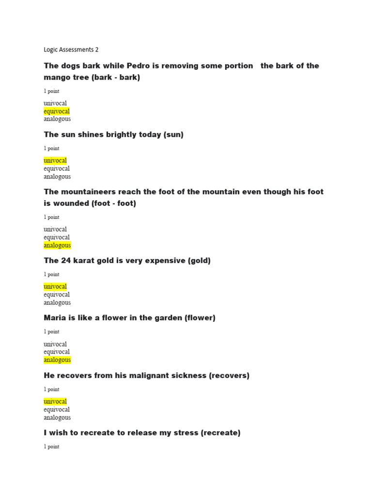 Logic Assessments 4 | Download Free PDF | Imagination | Idea