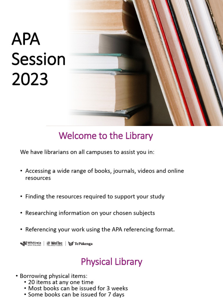 APA - BE - 2023 - Library Information and APA Referencing Presented by ... APA - BE - 2023 - Library Information and APA Referencing Presented by ...