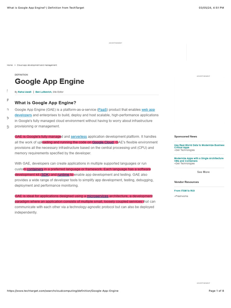 What Is Google App Engine? - Definition From TechTarget | PDF | Cloud ...