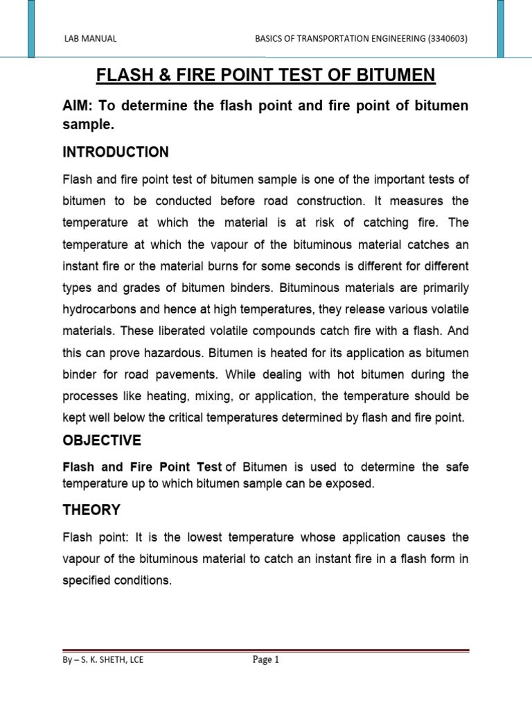 Flash & Fire Point Test of Bitumen | PDF | Fires