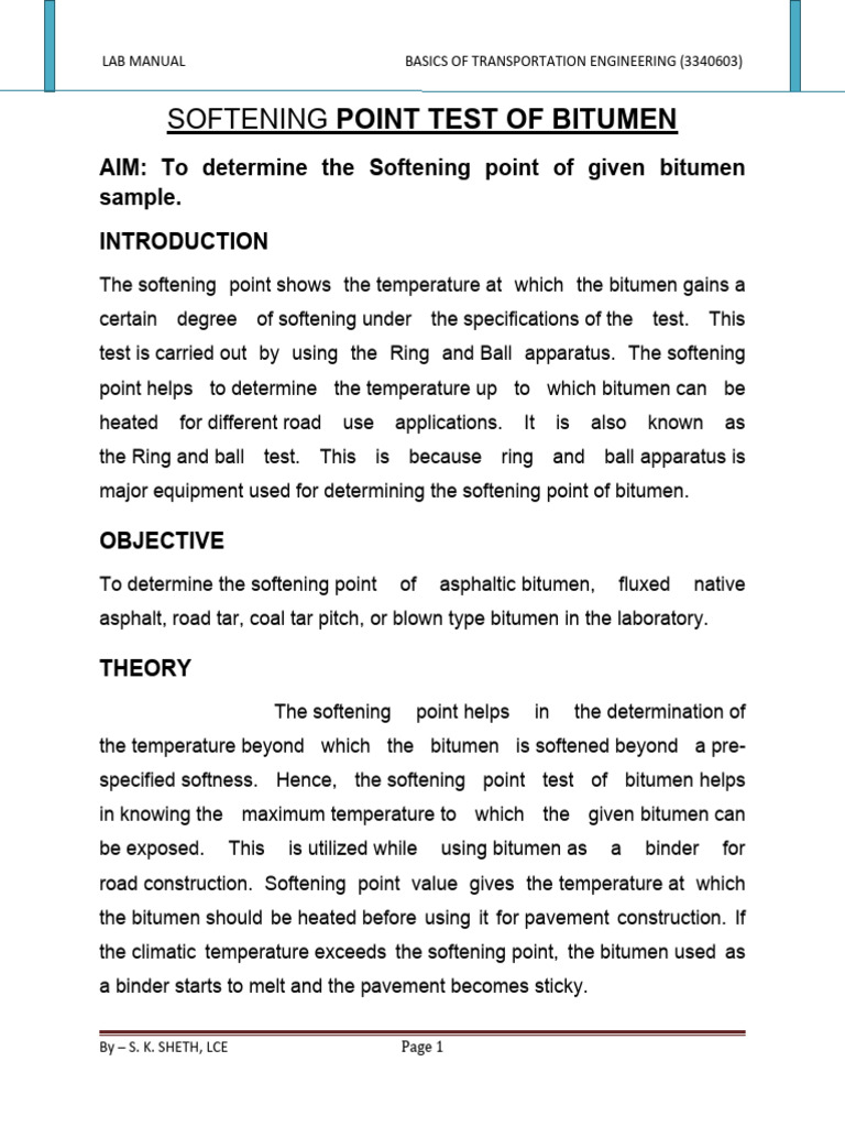 Softening Point Test of Bitumen | PDF | Water | Physical Sciences