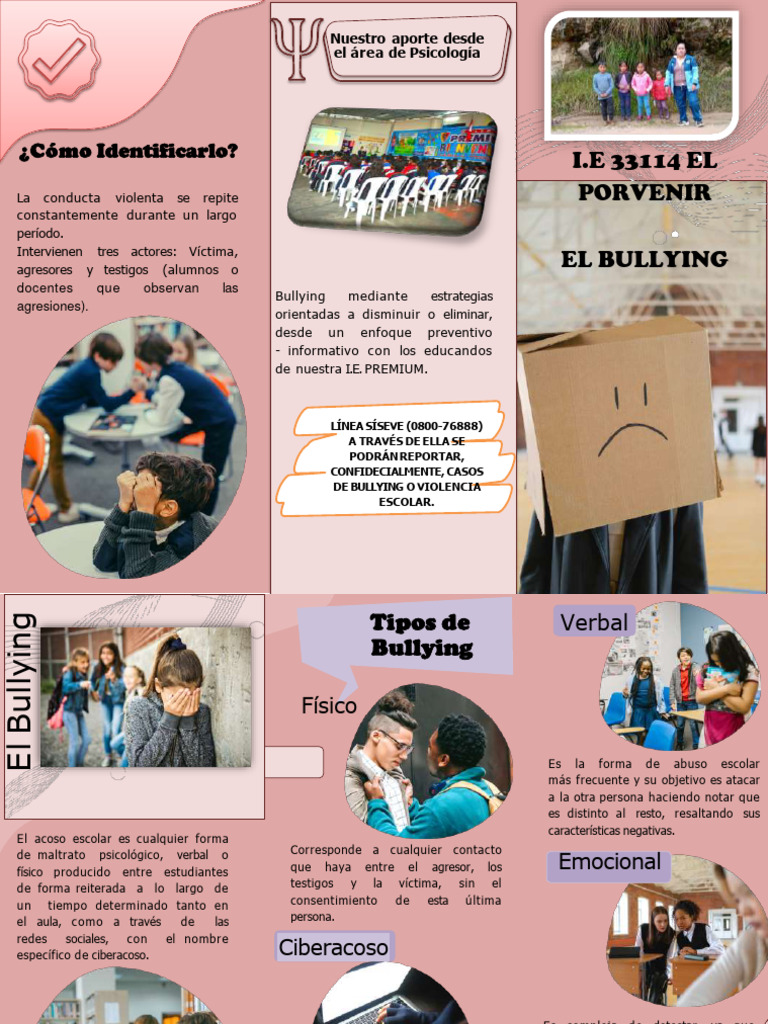 Triptico Bullying Escolar (1) | PDF | Acoso cibernético | Violencia