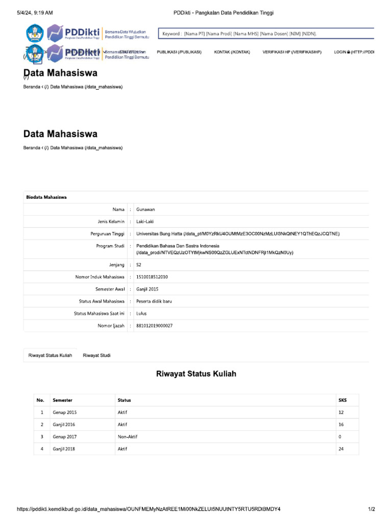 PDDikti - Pangkalan Data Pendidikan Tinggi | PDF