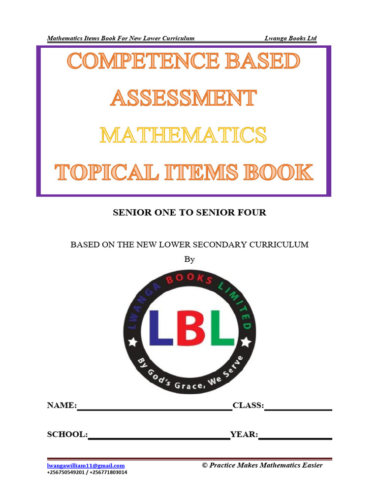 S1-S4 MTH Cba Items Book (LBL) | PDF | Mathematics | Arithmetic