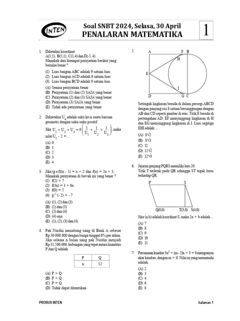 SOAL ASLI UTBK-SNBT 2024-PK Dan PM - 1 | PDF