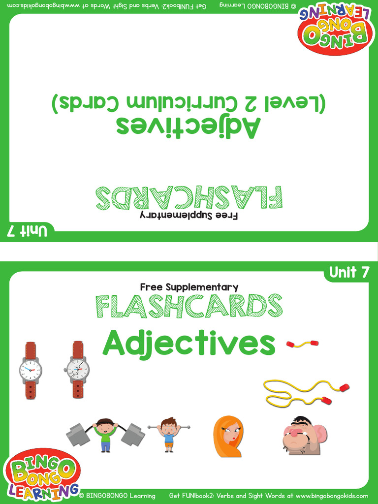 Adjectives Flashcards Set 7 BINGOBONGO Learning | PDF | Language ...
