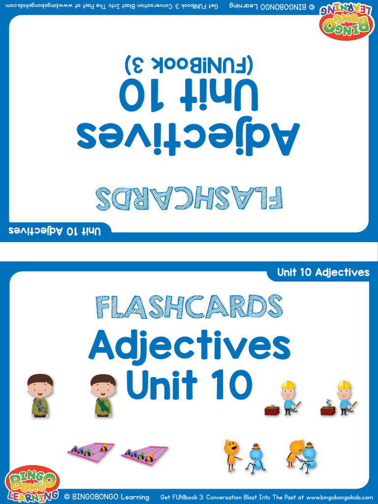 FUNbook3 Adjectives Flashcards Double Sided Unit 10 | PDF