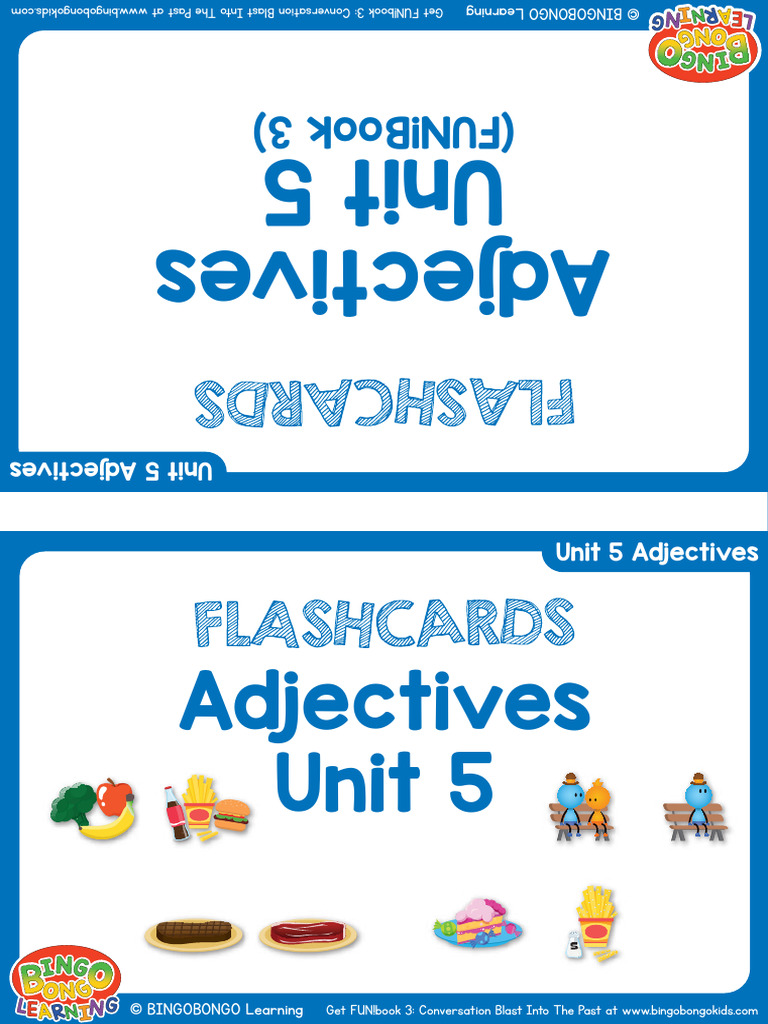 FUNbook3 Adjectives Flashcards Double Sided Unit 5 | PDF | Wellness