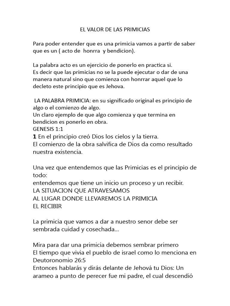 El Significado y Valor de las Primicias | PDF | Bendición | Dios