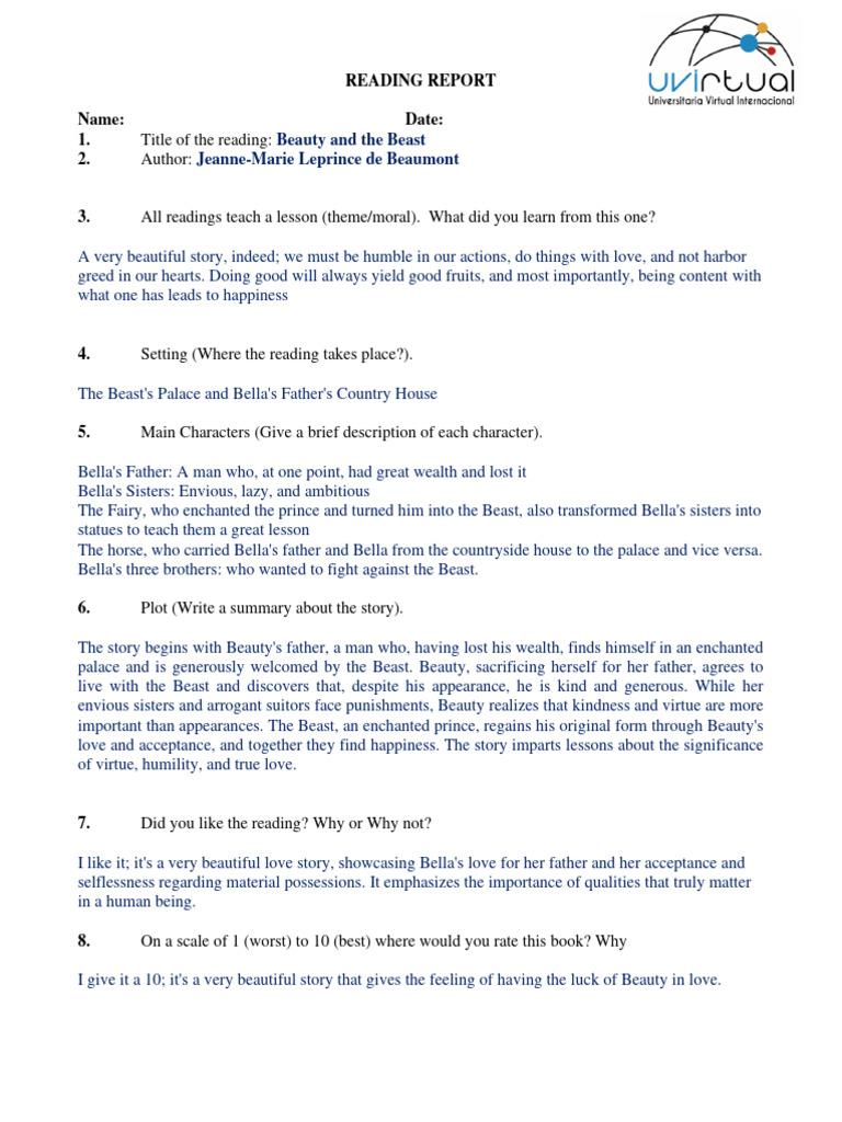 Trabajo 3 Preintermedia Reading Report | PDF | Love