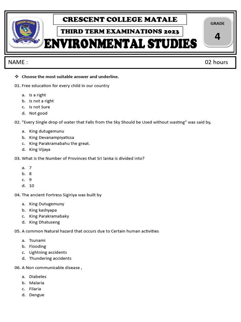 ENV GRADE FOUR - 3rd Term 2023 | PDF