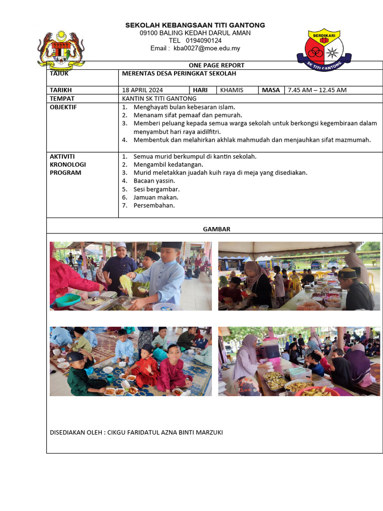 One Page Report - Opr Template | PDF