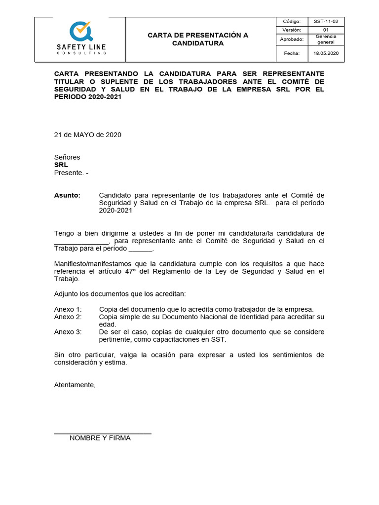 Carta de Presentación de Candidatura | PDF