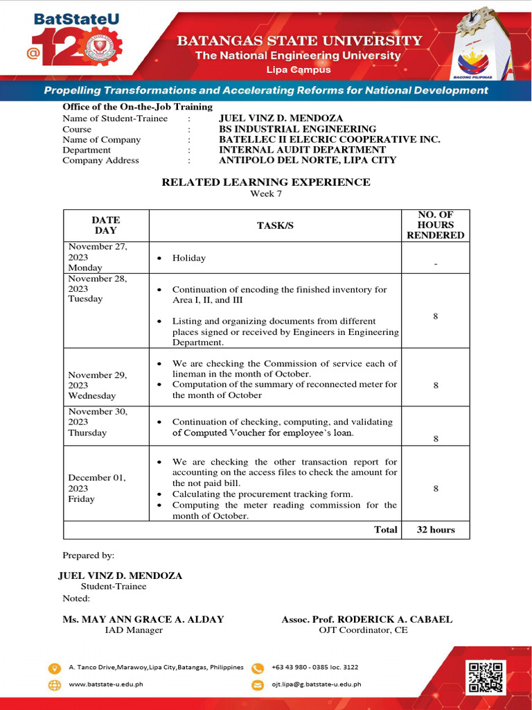 Juel Experience Journal W7 | PDF