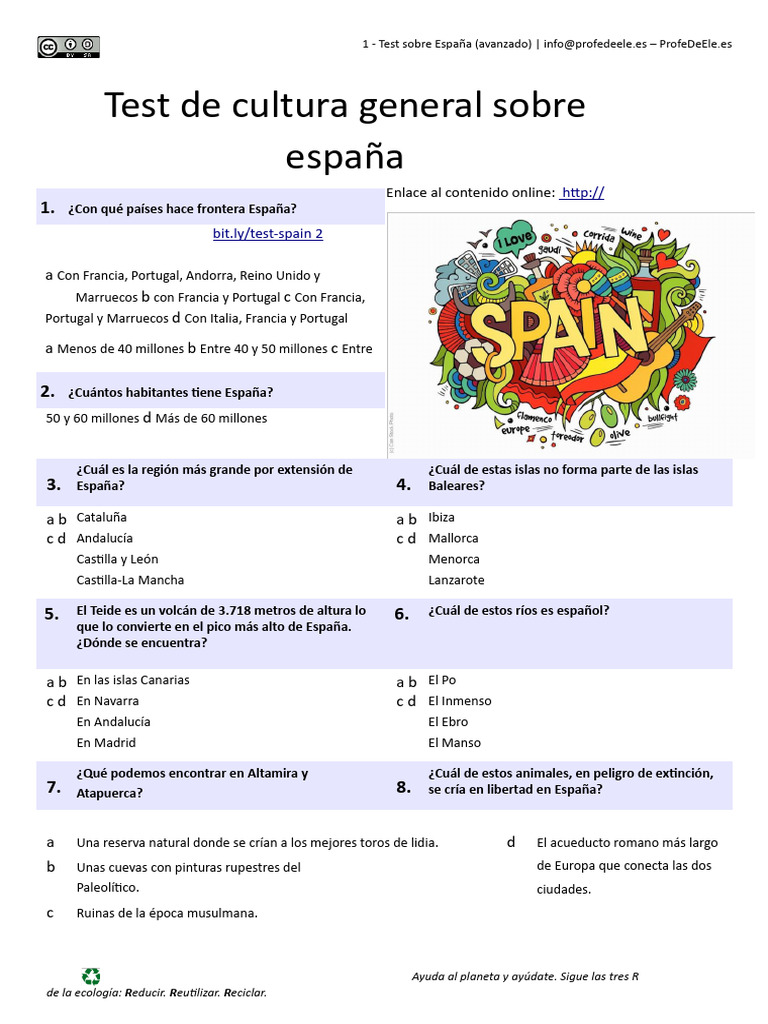 b1 c2 Test Cultura Espana avanzadoPDF | PDF | España