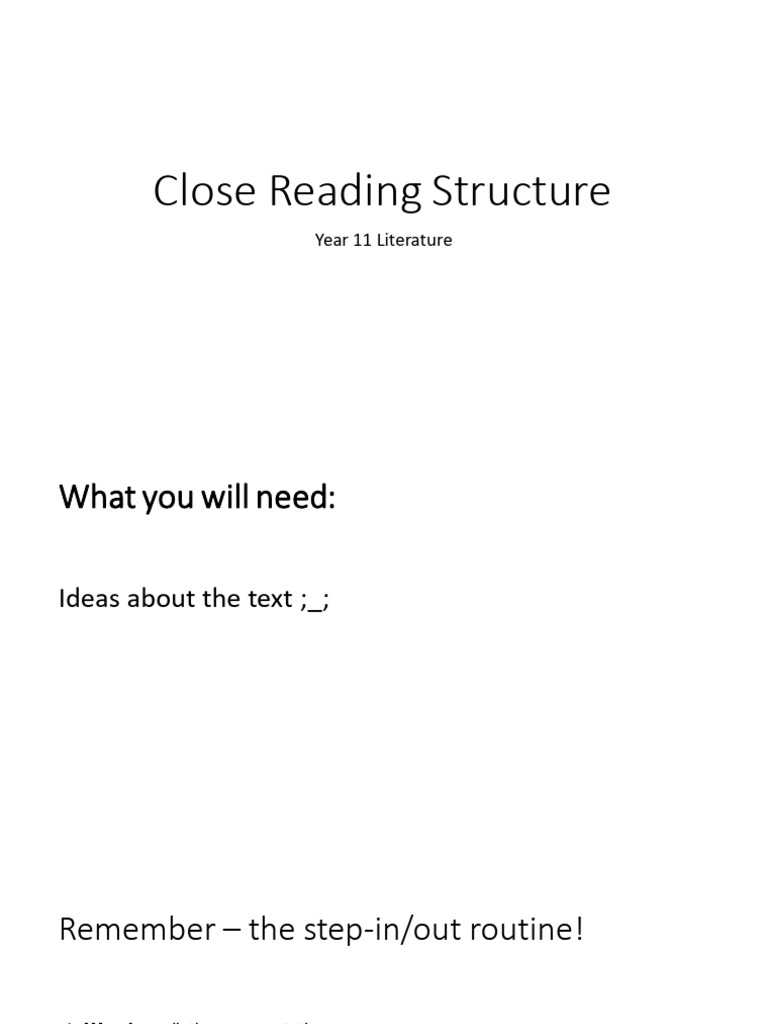 Close Reading Structure | PDF | Narrative | Concept