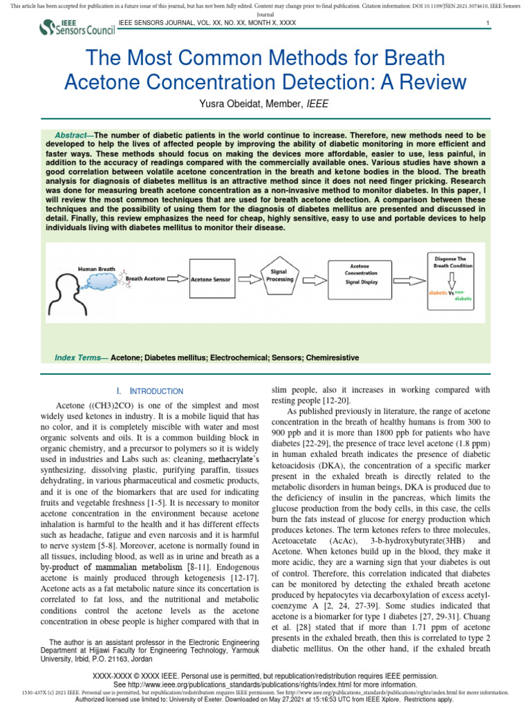 Breath Acetone Concentration | PDF | Gas Chromatography | Mass Spectrometry